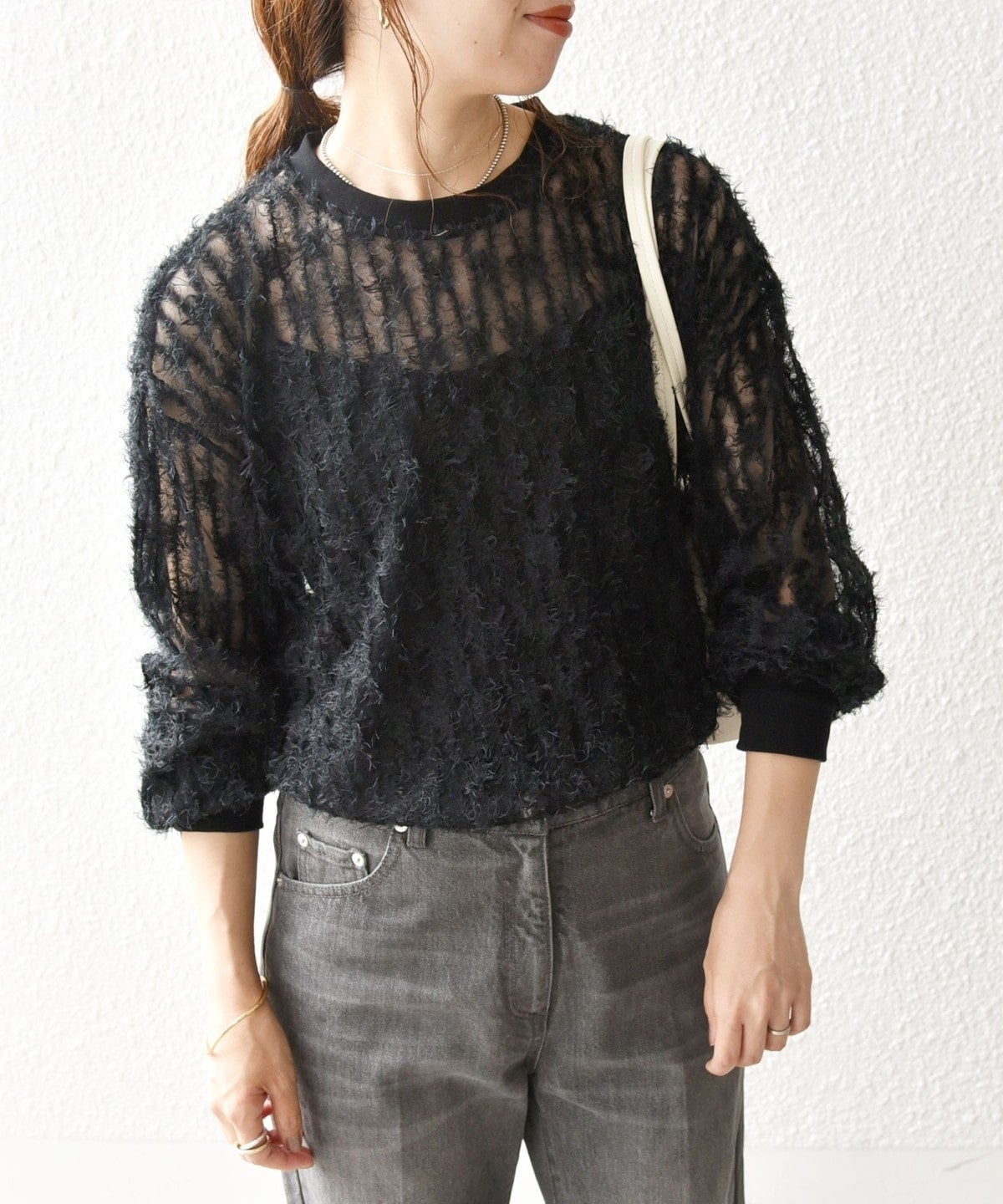 SHIPS any:〈手洗い可能〉フリンジ チュール プルオーバー / ONE SIZE / ブラック | SHIPS CYCLE ...